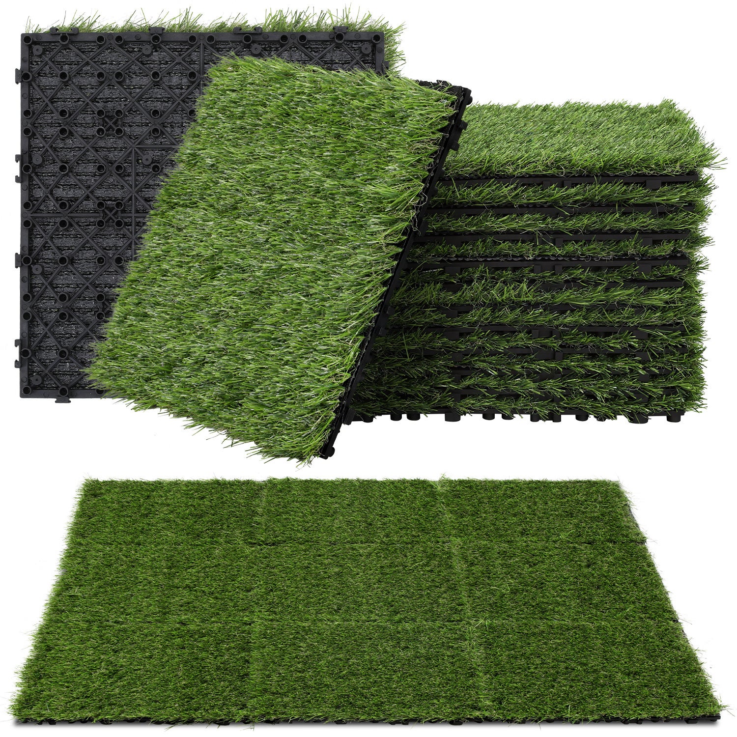 Dalles de terrasse gazon synthétique lot de 44 pièces 30x30cm 4m² avec ...
