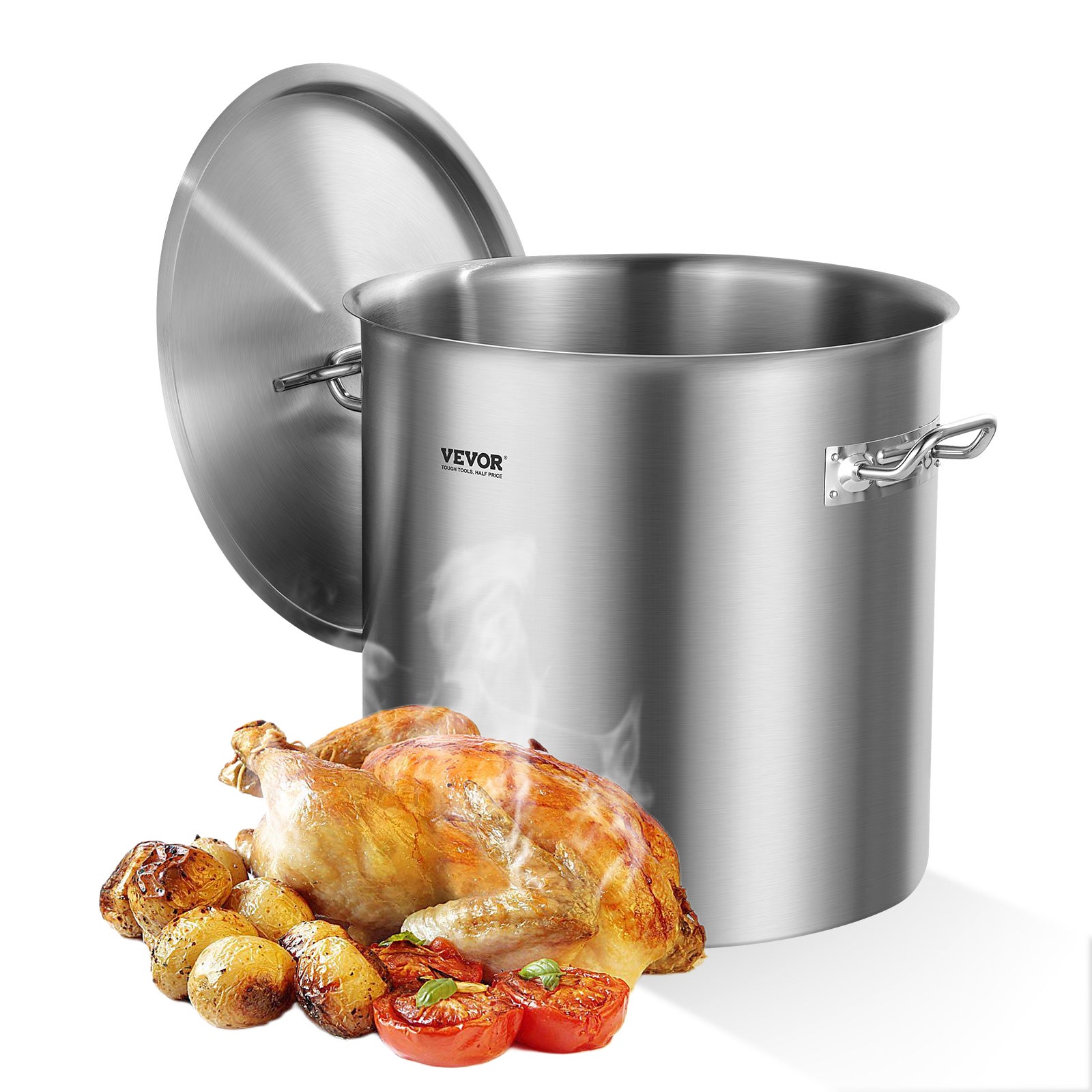 Marmite inox VEVOR 50,1 L avec couvercle et poignée,faitout robuste ...