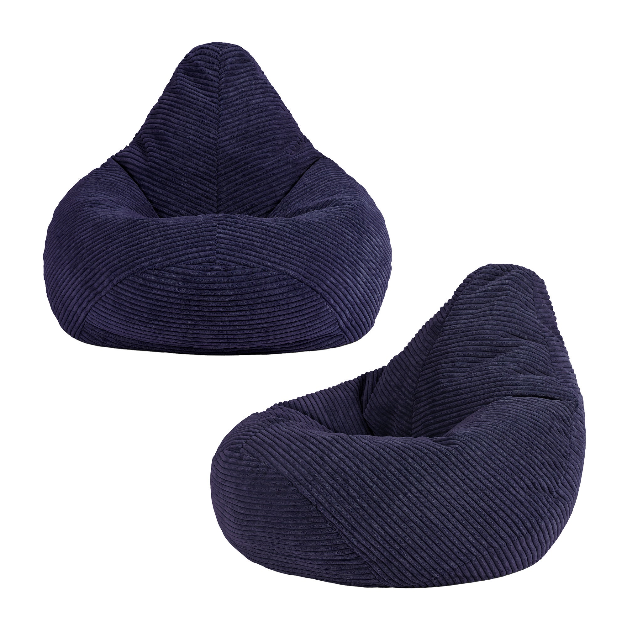 Juego de 2 pufs reclinables infantiles Icon, pana azul marino, 65 x 65 ...