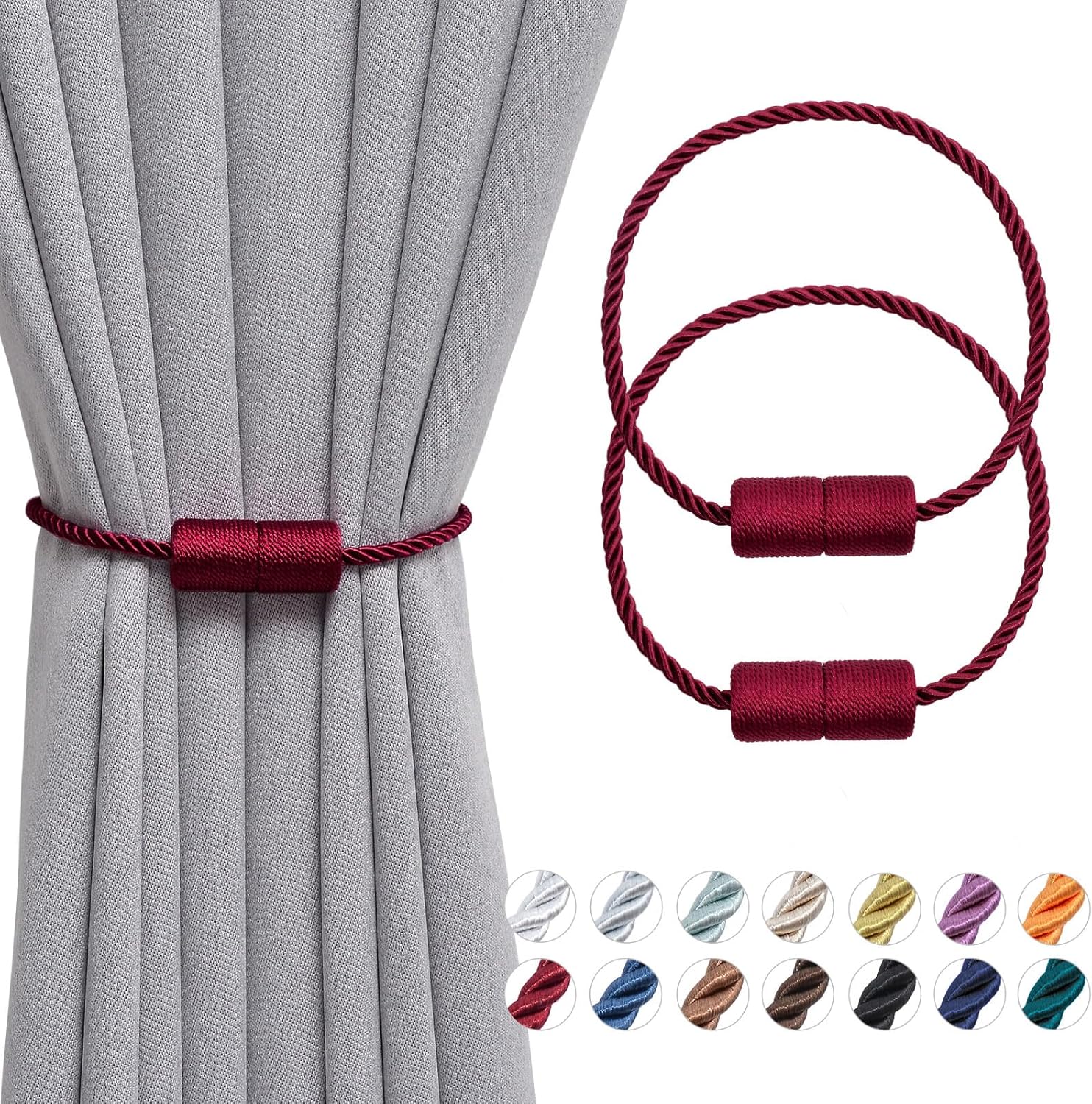 Lot de 2 attaches de rideaux magnétiques de 47 cm, cordons latéraux ...