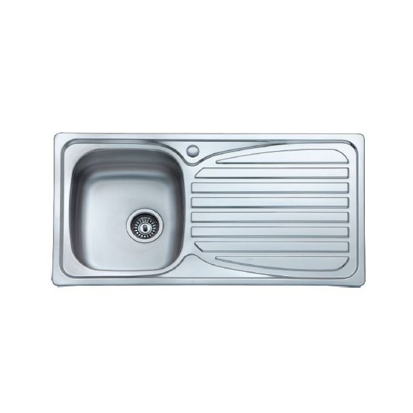 Evier Inox à encastrer avec 1 bac + égouttoir, ARCOOK, réversible, sous ...