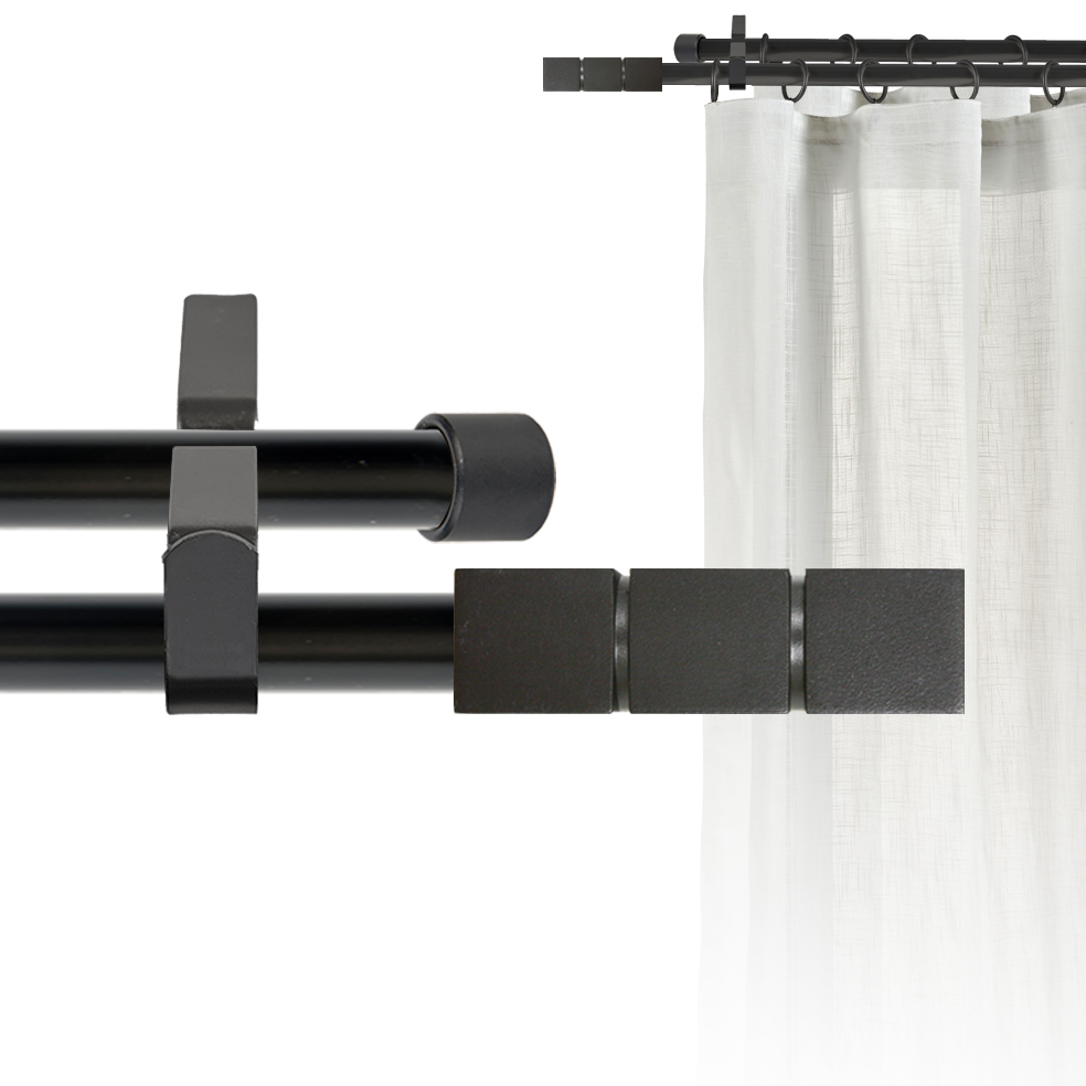 Kit de Tringle à rideau double en métal Ø22mm, Cubes Installation au ...