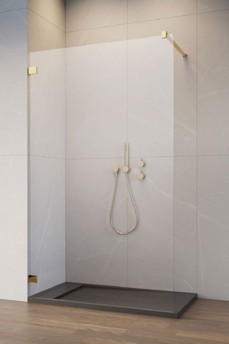 Paroi de douche à l'italienne Largeur 80 cm ESSENZA PRO GOLD WALK-IN ...