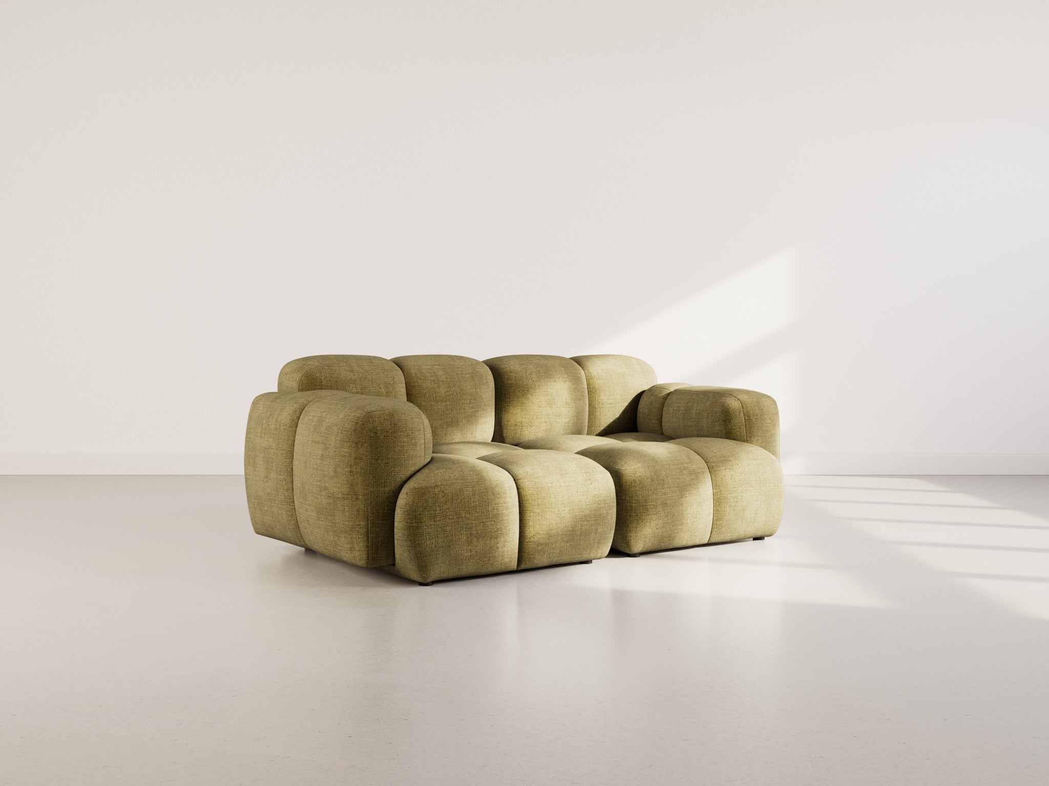 Canapé modulable 2 places en velours texturé vert olive - GRACE - Best ...