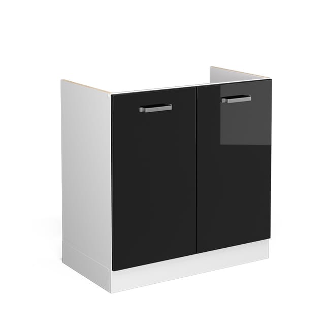 Vicco Meuble Bas Sous évier R Line Noir Haute Brillanceblanc 80 Cm