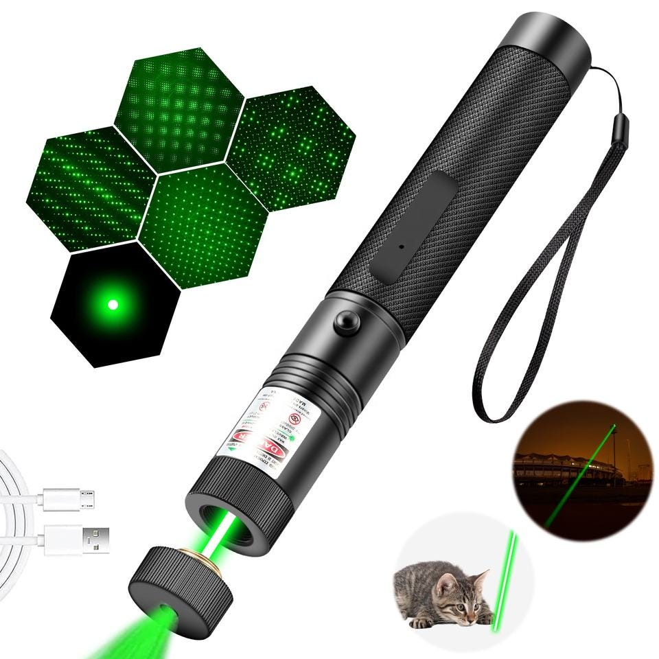 Pointeur Laser Vert Rechargeable USB - avec Projection Étoilée - Lampe ...