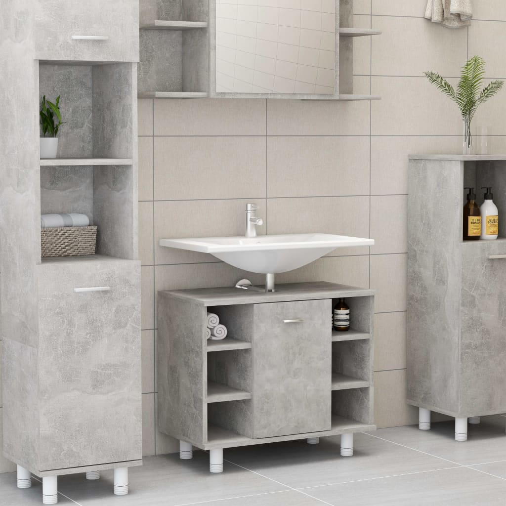 Mueble de baño Gris hormigón Madera contrachapada | Leroy Merlin