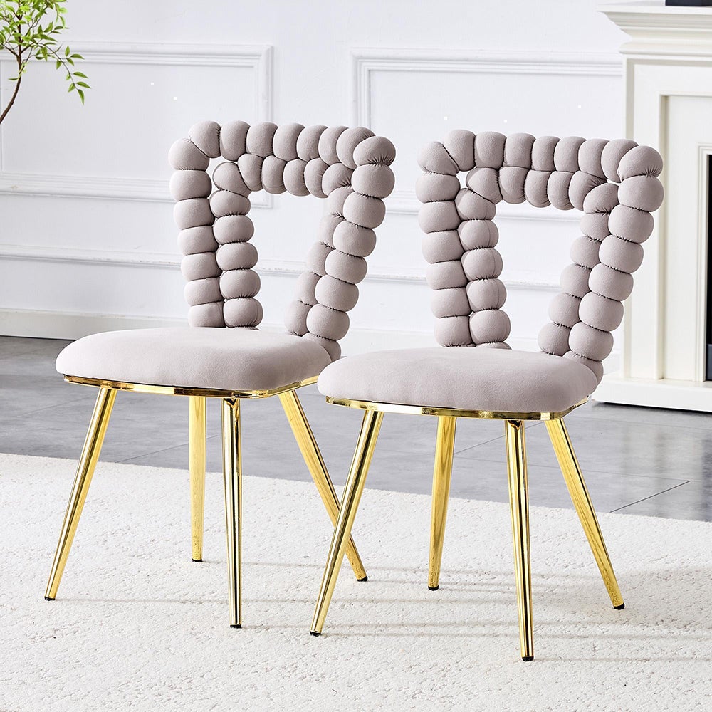 Chaise de Salle à Manger Velours Gris Clair Lot de 2 Dossier ...