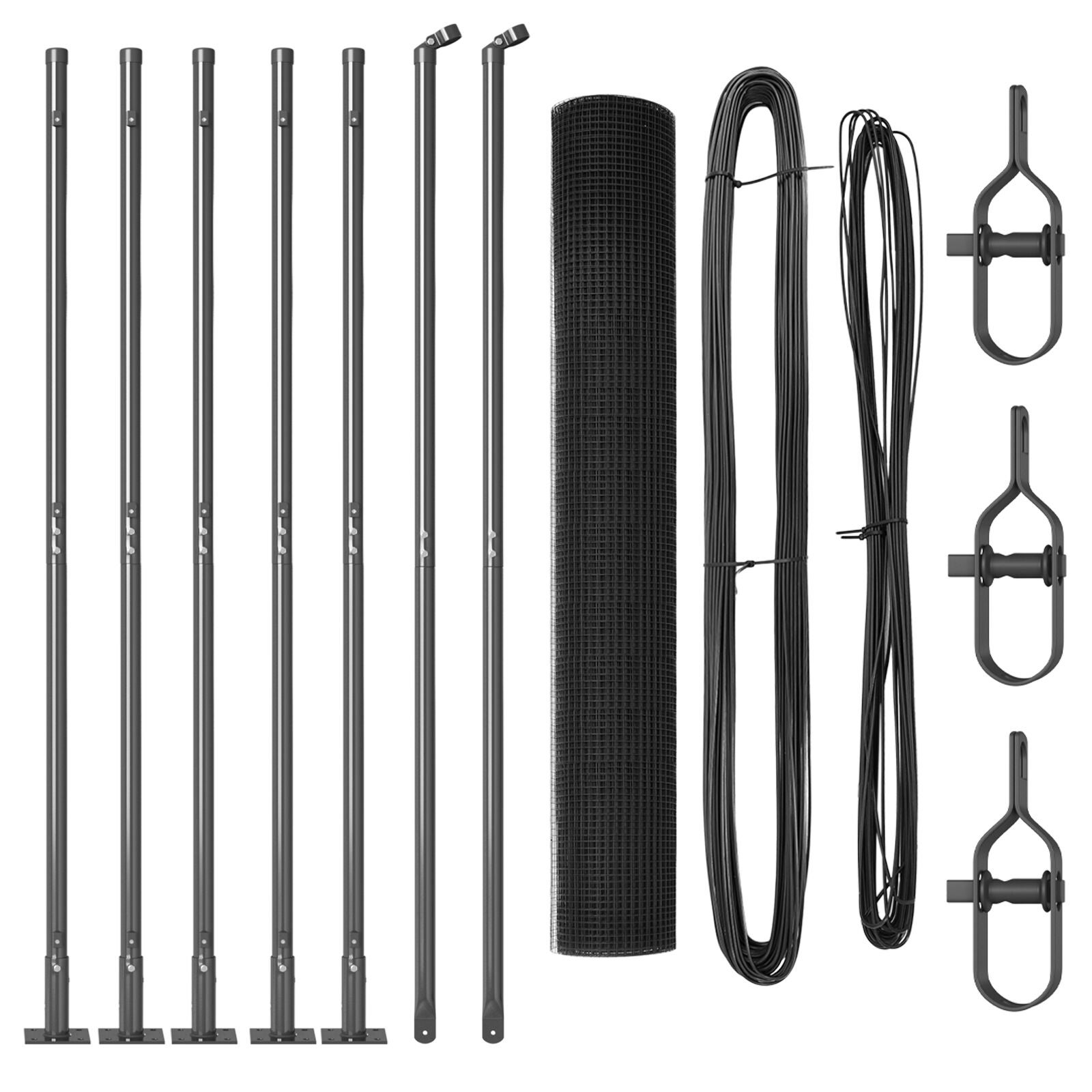 Cerca de malla soldada con 7 postes flangeados Gris 1.2x10 m Acero ...