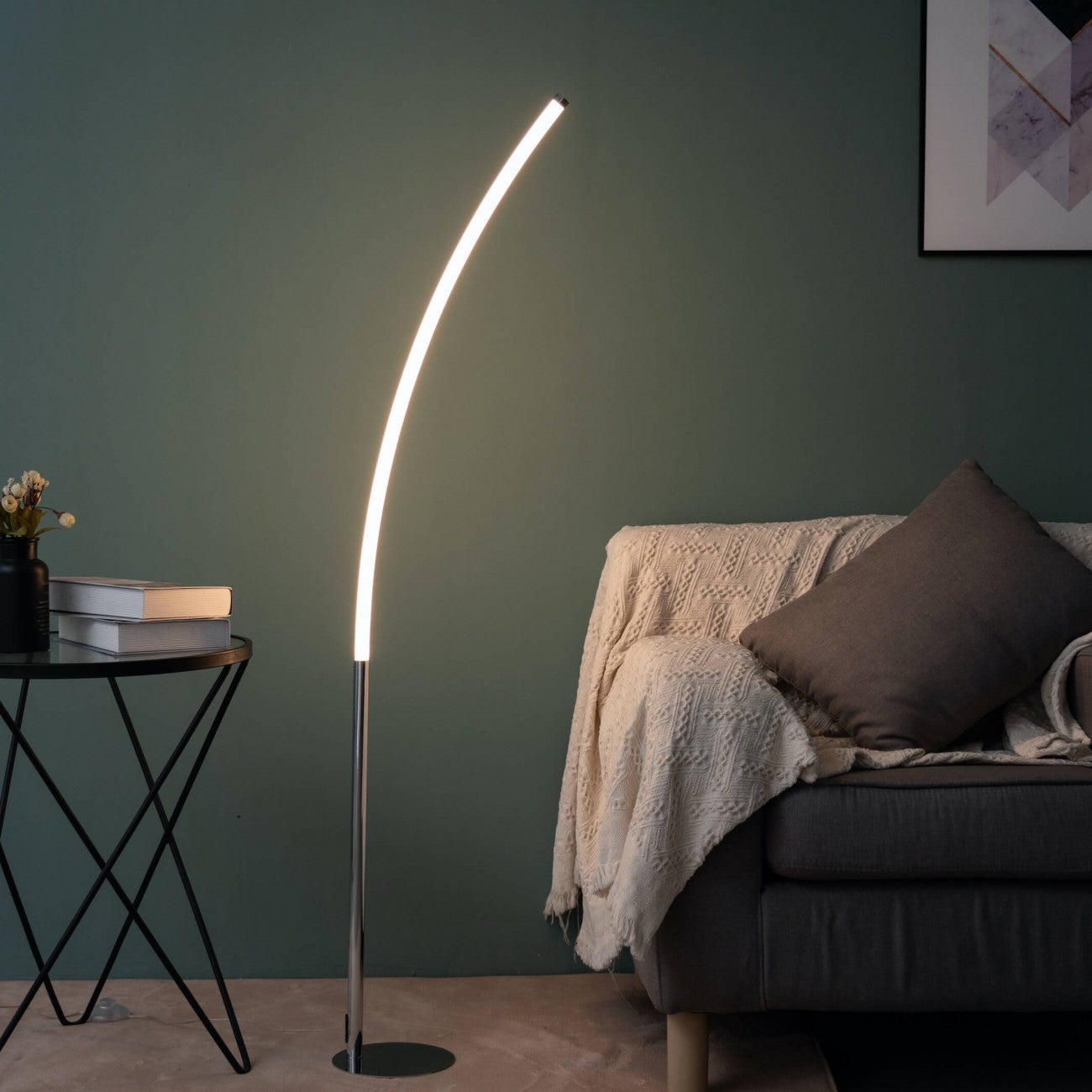 Lampadaire LED minimaliste courbé H140 cm - Tobias | Leroy Merlin