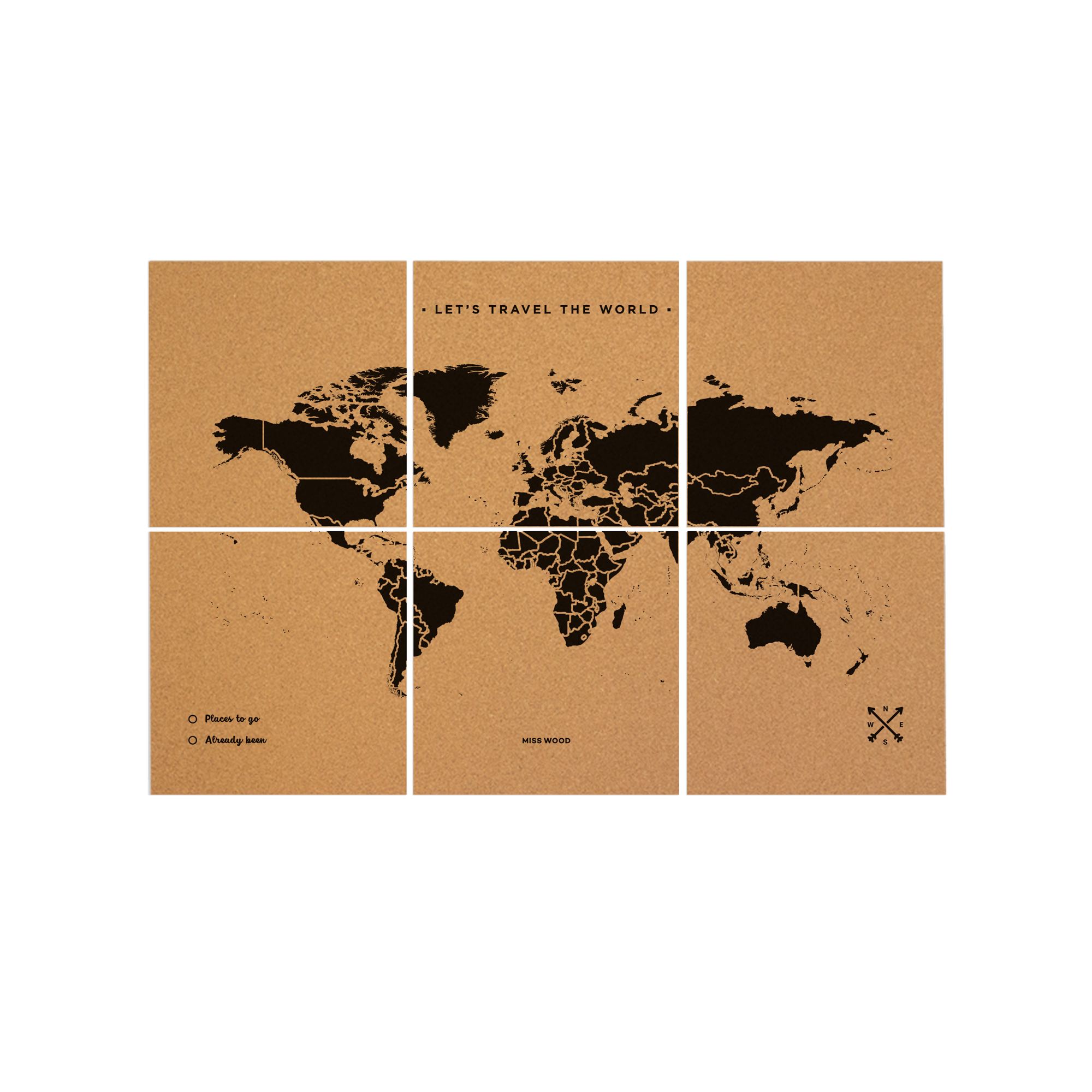 Mapa del mundo de corcho - Woody Map Natural Puzzle / XL (90 x 60 cm ...