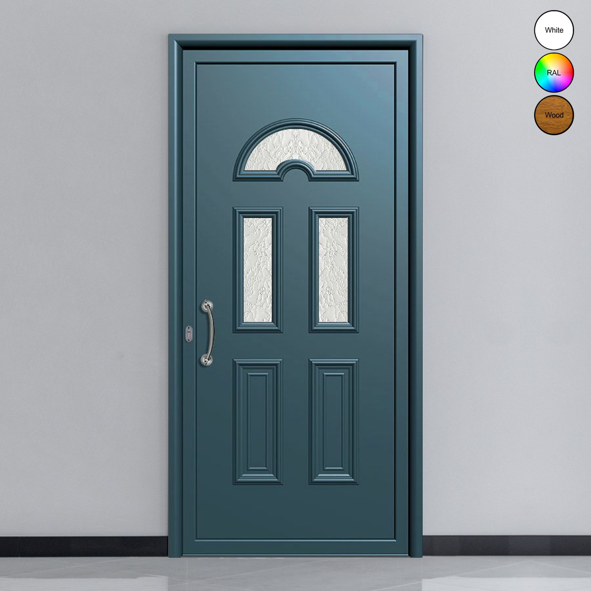 Porte d'entrée en aluminium CLASSIC DESIGN 2222-1 RAL 5007 ( L.: 85 cm ...