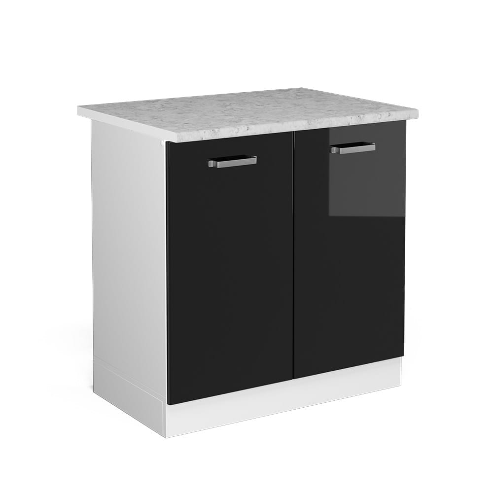 Vicco Meuble Bas Sous évier R Line Noir Haute Brillanceblanc 80 Cm Pt Marbre Leroy Merlin