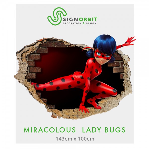 MIRACULOUS LADY BUG - Sticker mural graphique 3D - Sticker mural pour ...