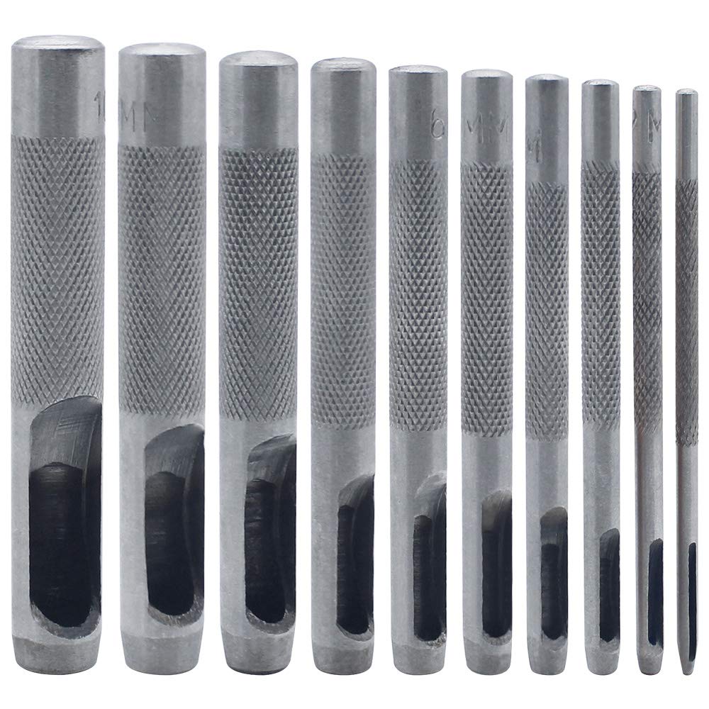 10 Pièces Poinçon Creux en Acier Rond 1 mm à 10 mm Creux Poinçon en ...