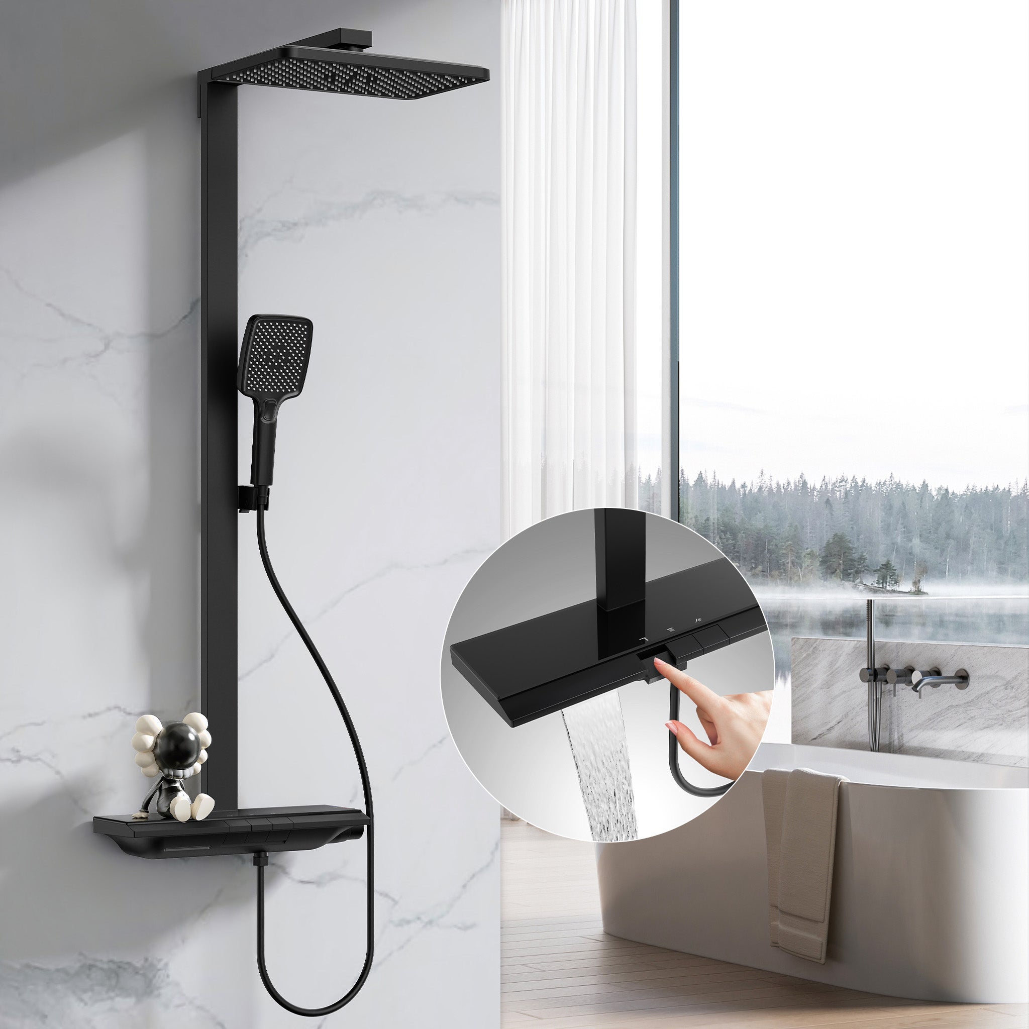 Colonne de Douche Thermostatique 40℃ avec Étagère de Rangement et ...