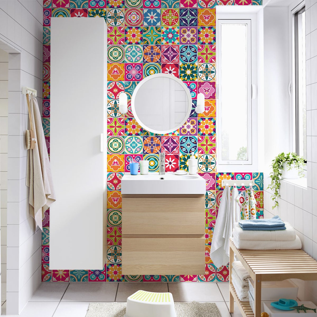 Sticker Mural Carrelage adhésif Cuisine Salle de Bain - 60 STICKERS ...