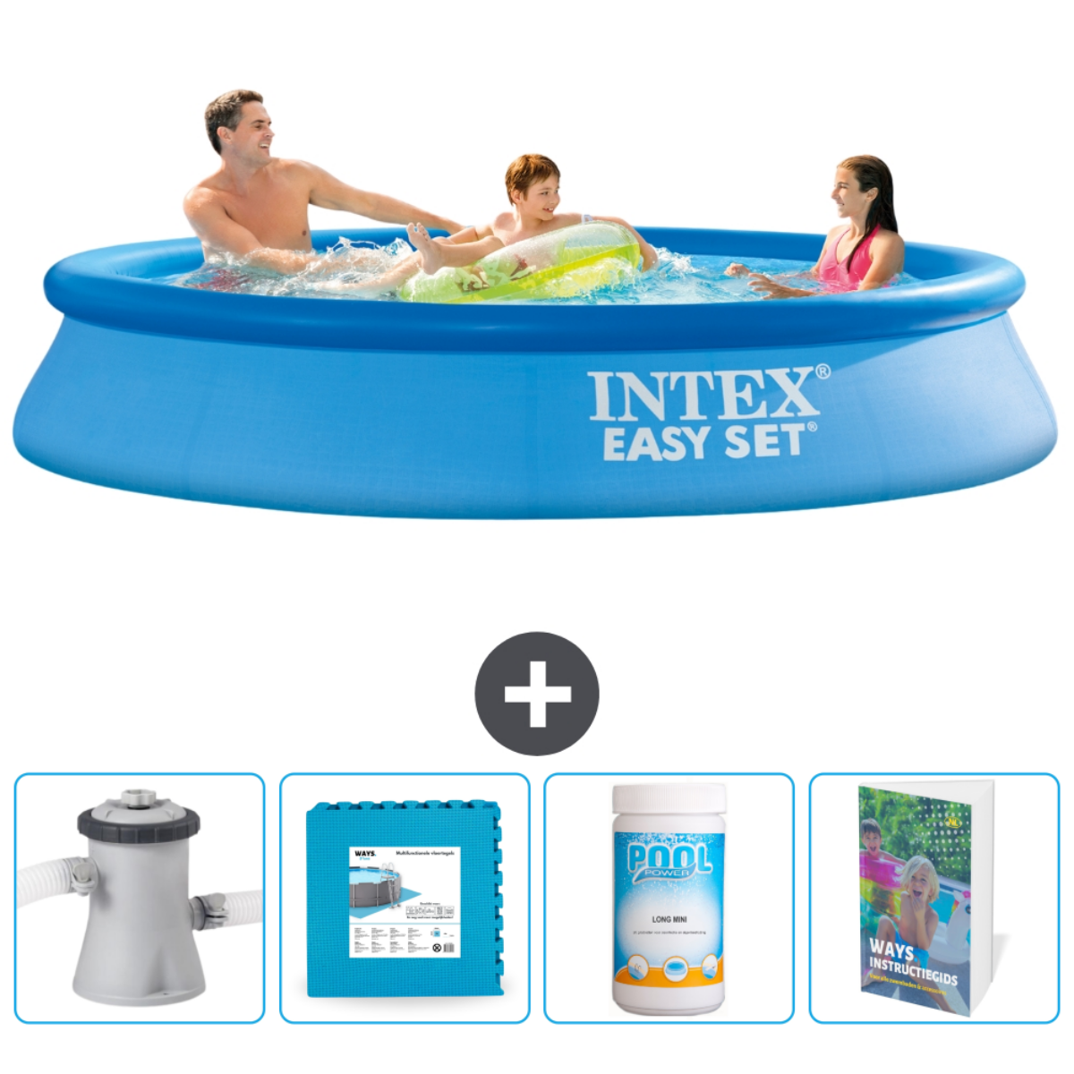 Piscine Gonflable Ronde Intex Easy Set - 305 x 61 cm - Bleue - Comprend des Accessoires CB114 ...
