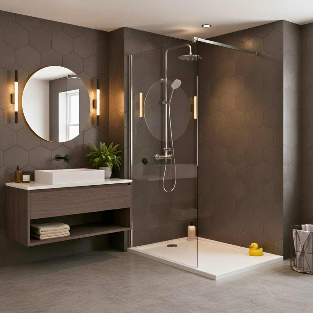 Set doccia COMPLETO – Parete Walk-In 100x200 cromo + colonna SAT 3 ...