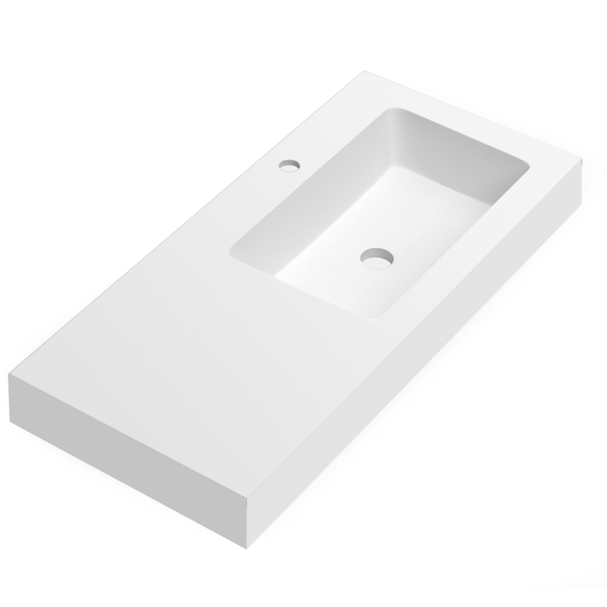 Lavabo con gonna per bagno Superficie solida sospesa Bianco Matto 130cm ...