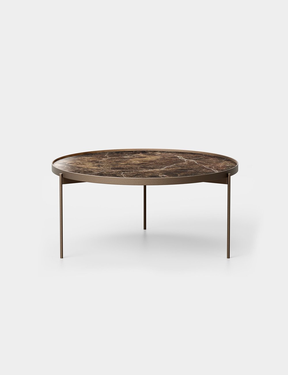 Table basse ronde ESPRIT acier bronze verre trempé marron empereur ...