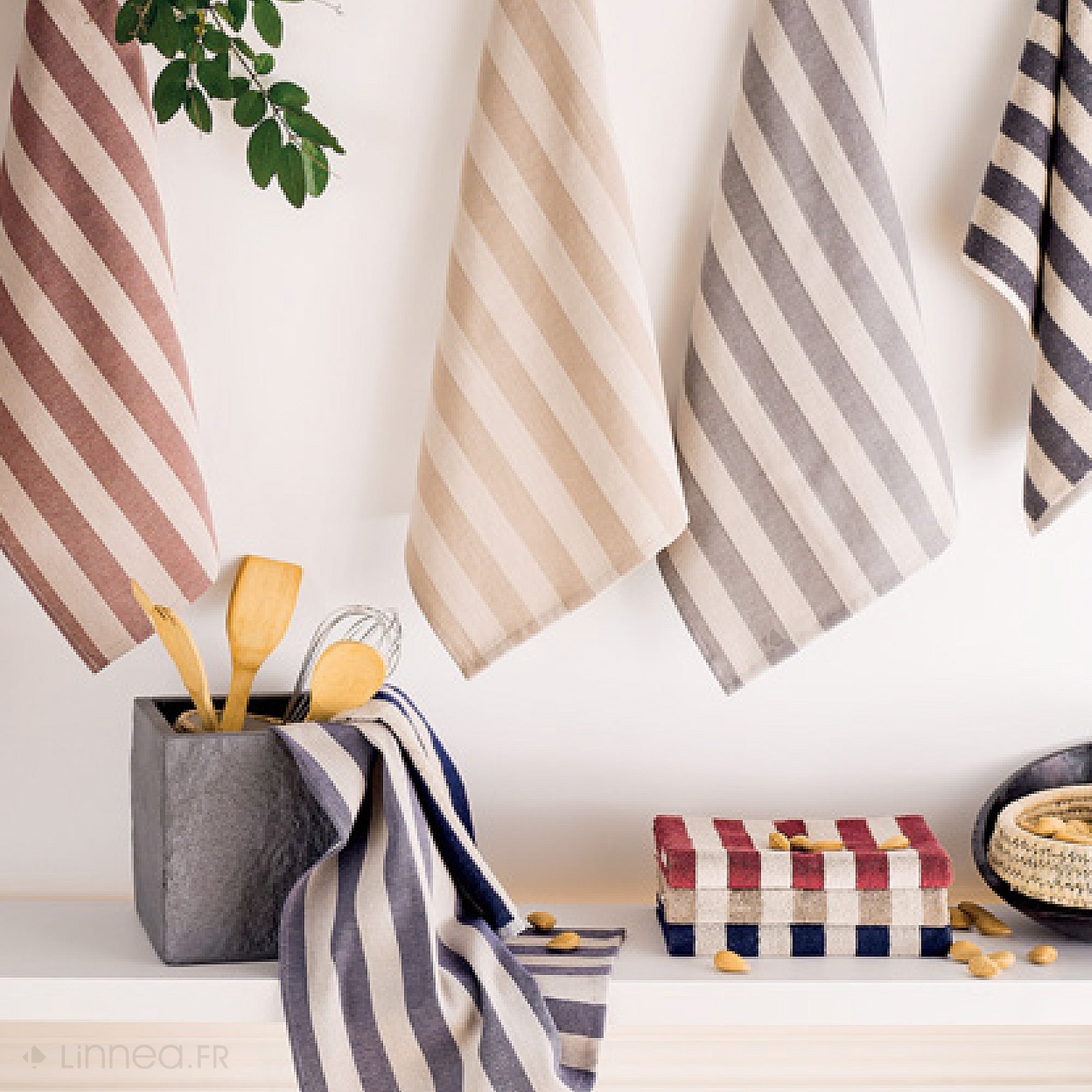 Lot de 2 torchons de cuisine éponge 50x50 cm coton PAT marron | Leroy ...