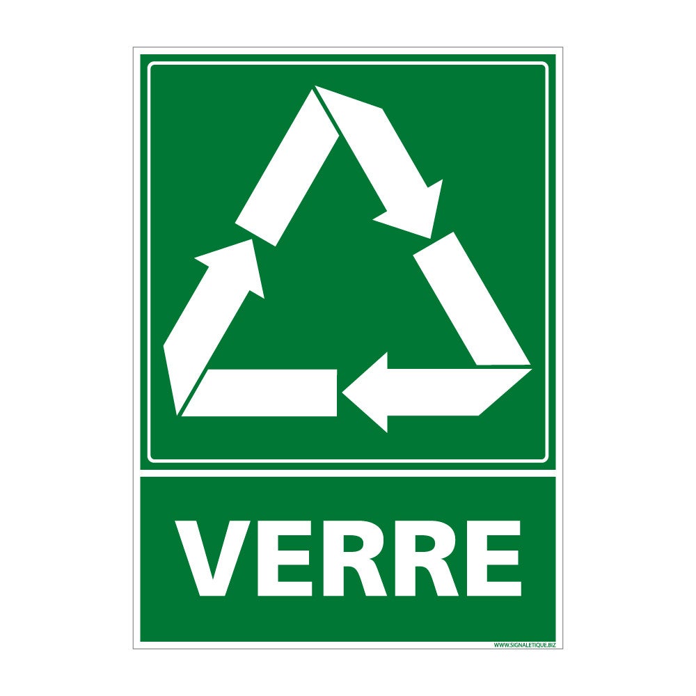 Panneau Recyclage VERRE, Tri sélectif des déchets VERRE 75 x 105 mm ...