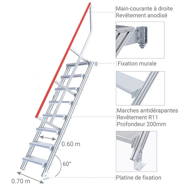 Scala a gradini per soppalco industriale - Altezza raggiung. : 2.75m ...
