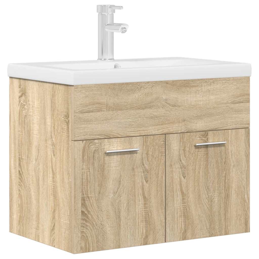 Mueble de ba?o con lavabo incorporado y grifo roble Sonoma | Leroy Merlin