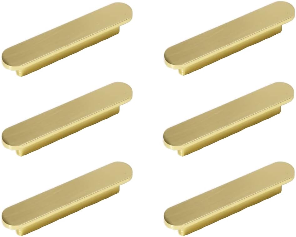 Lot de 6 poignées Or Poignee de Meuble Cuisine Laiton Brossé Or Entraxe ...