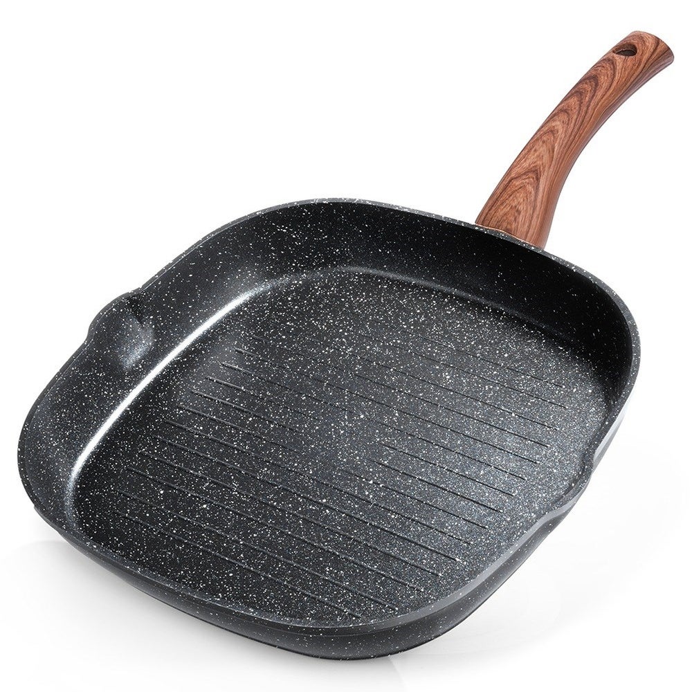Poêle à griller en granit carrée BLACK&WOOD 28x28 cm | Leroy Merlin