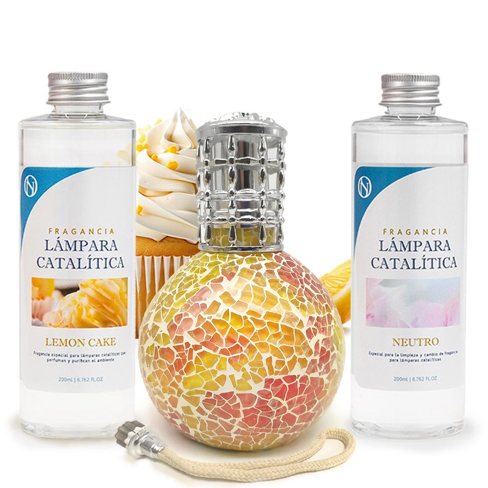Pack Ahorro Lámpara Catalítica Mosaico Bicolor + Fragancia Lemon Cake (200ml) + Limpiador Neutro ...