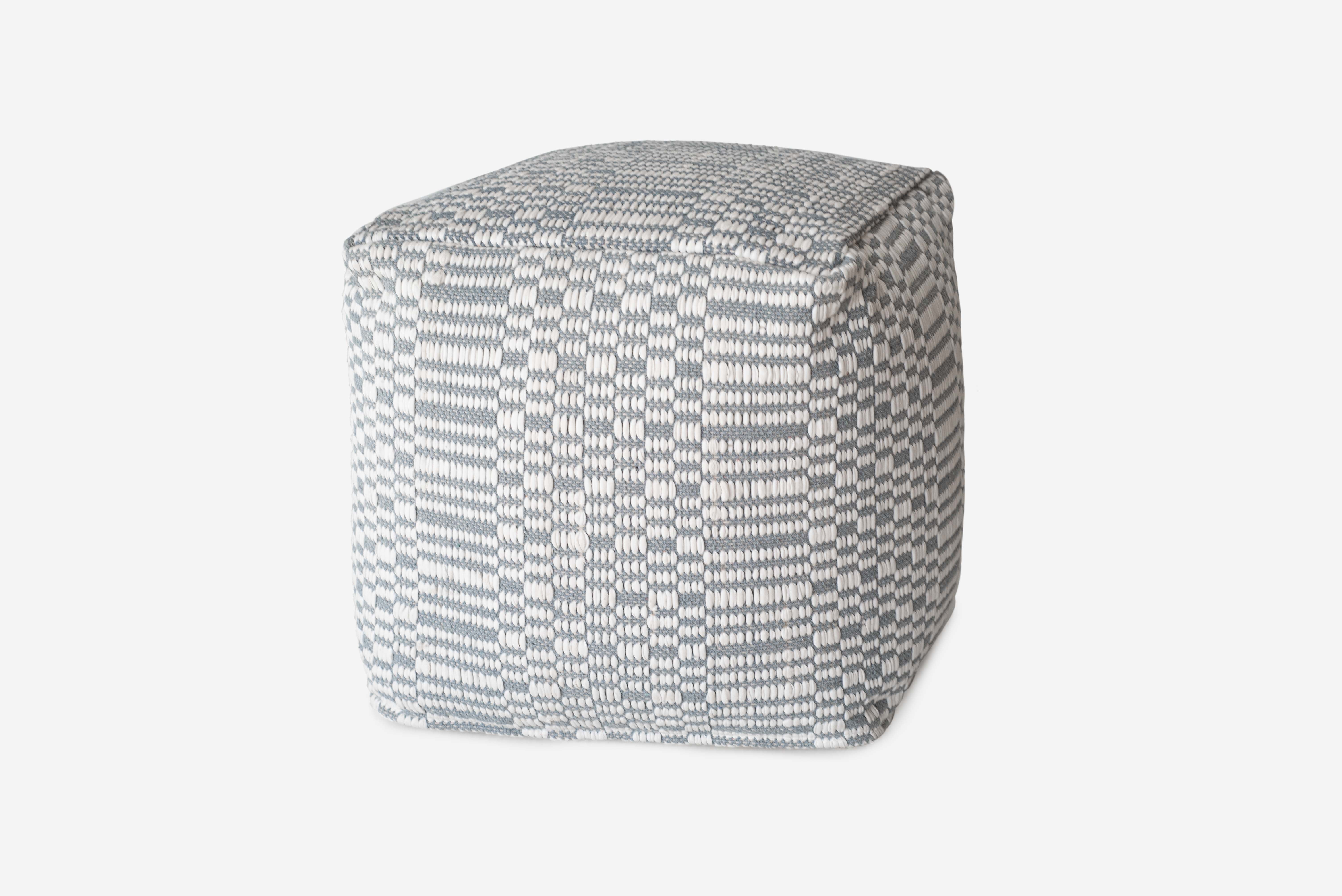 POUF GÉOMÉTRIQUE GRIS ET BLANC 40X40X45CM | Leroy Merlin
