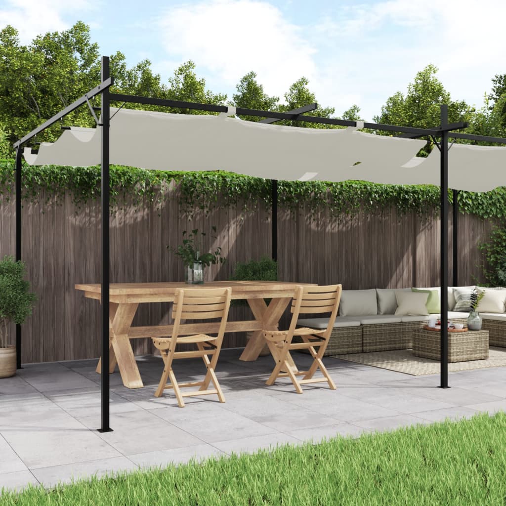 Pérgola con cubierta retráctil color crema 589x292x230 cm | Leroy Merlin
