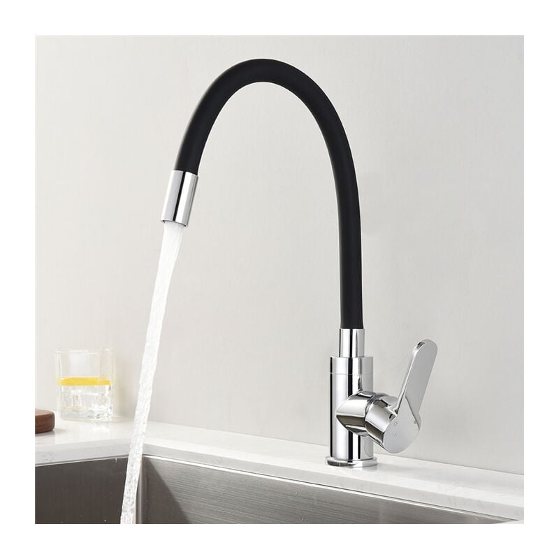 Robinet de Cuisine Noir avec Mémoire de Forme,Flexible Silicone,Pivot ...