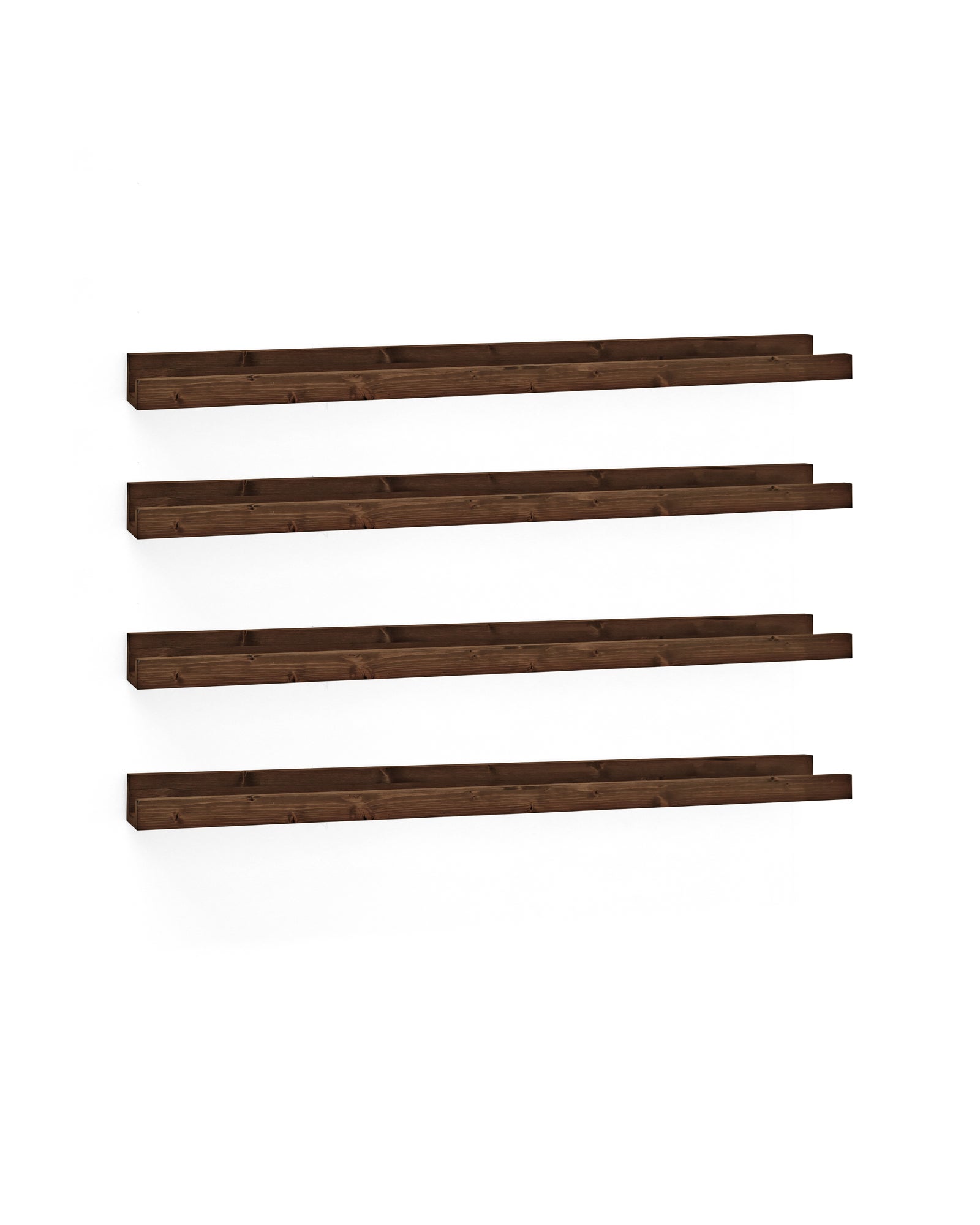 DUC - Pack 4 estantes de madera maciza flotante tono nogal 50cm ...