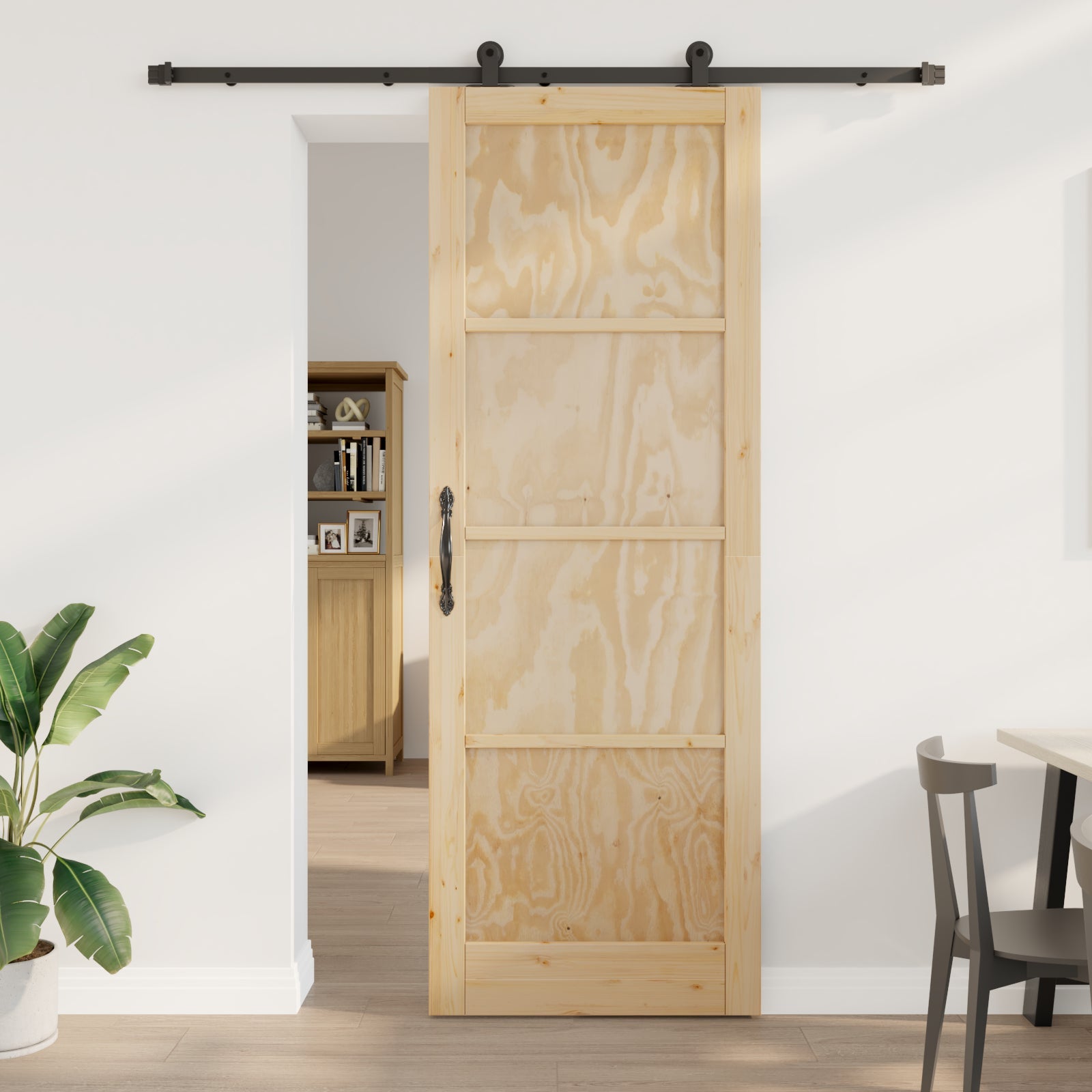 Porta scorrevole Naturale e Nero 83 x 232 cm Pino massello vidaXL ...