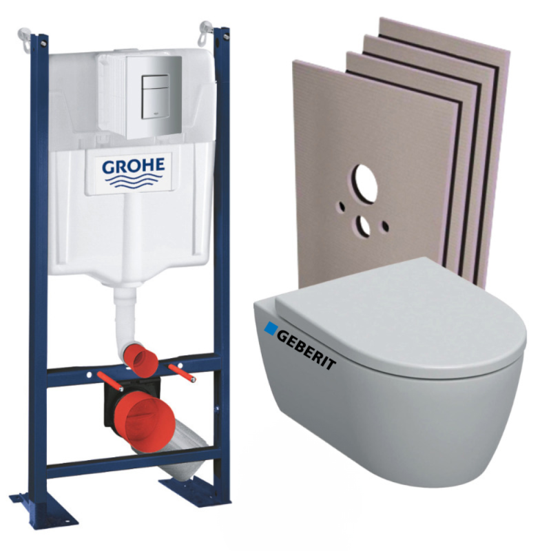 Grohe Pack WC Bâti-support Rapid SL autoportant + WC sans bride Geberit ...