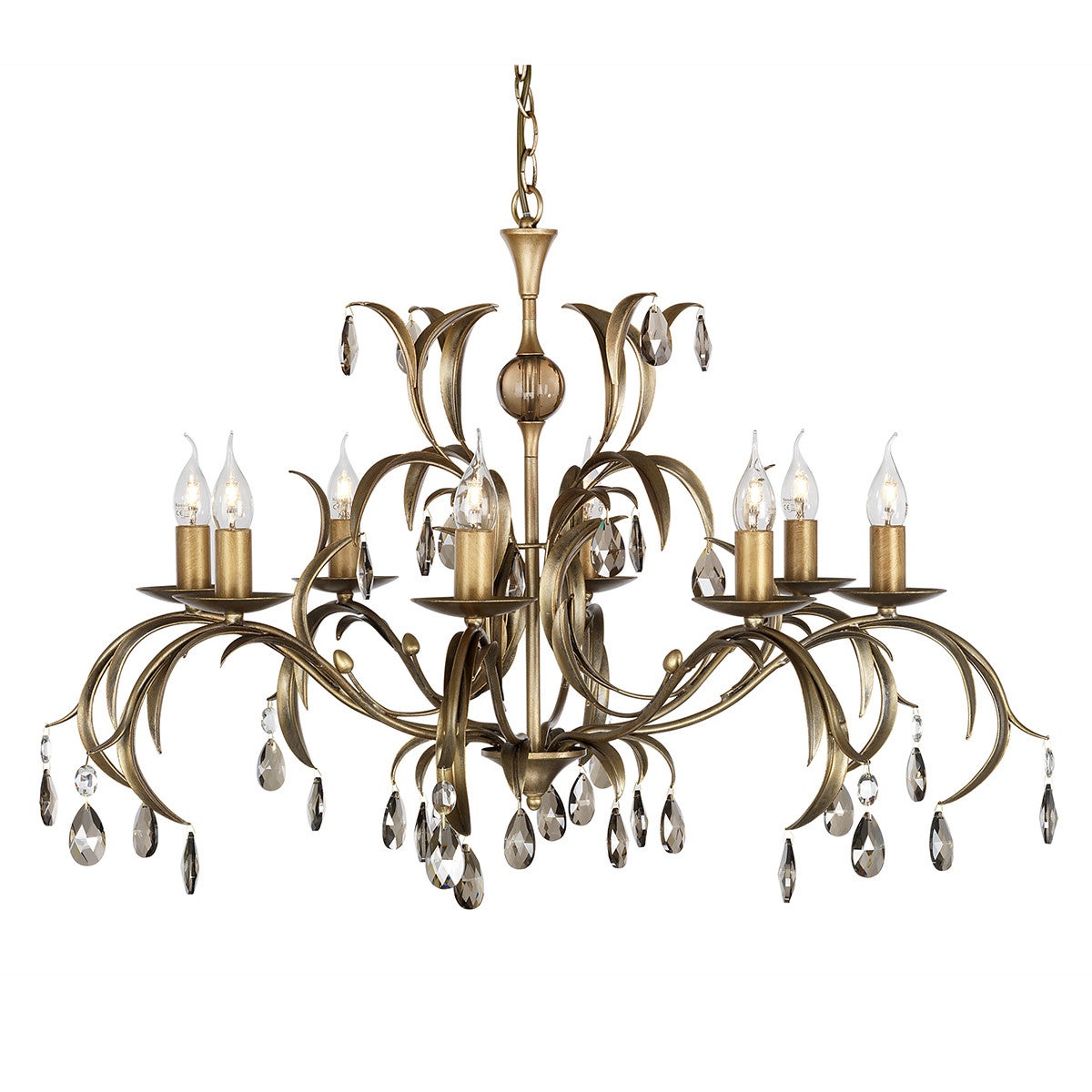 Elstead Lily - Lustre à 8 lumières, motif de feuilles florales en ...