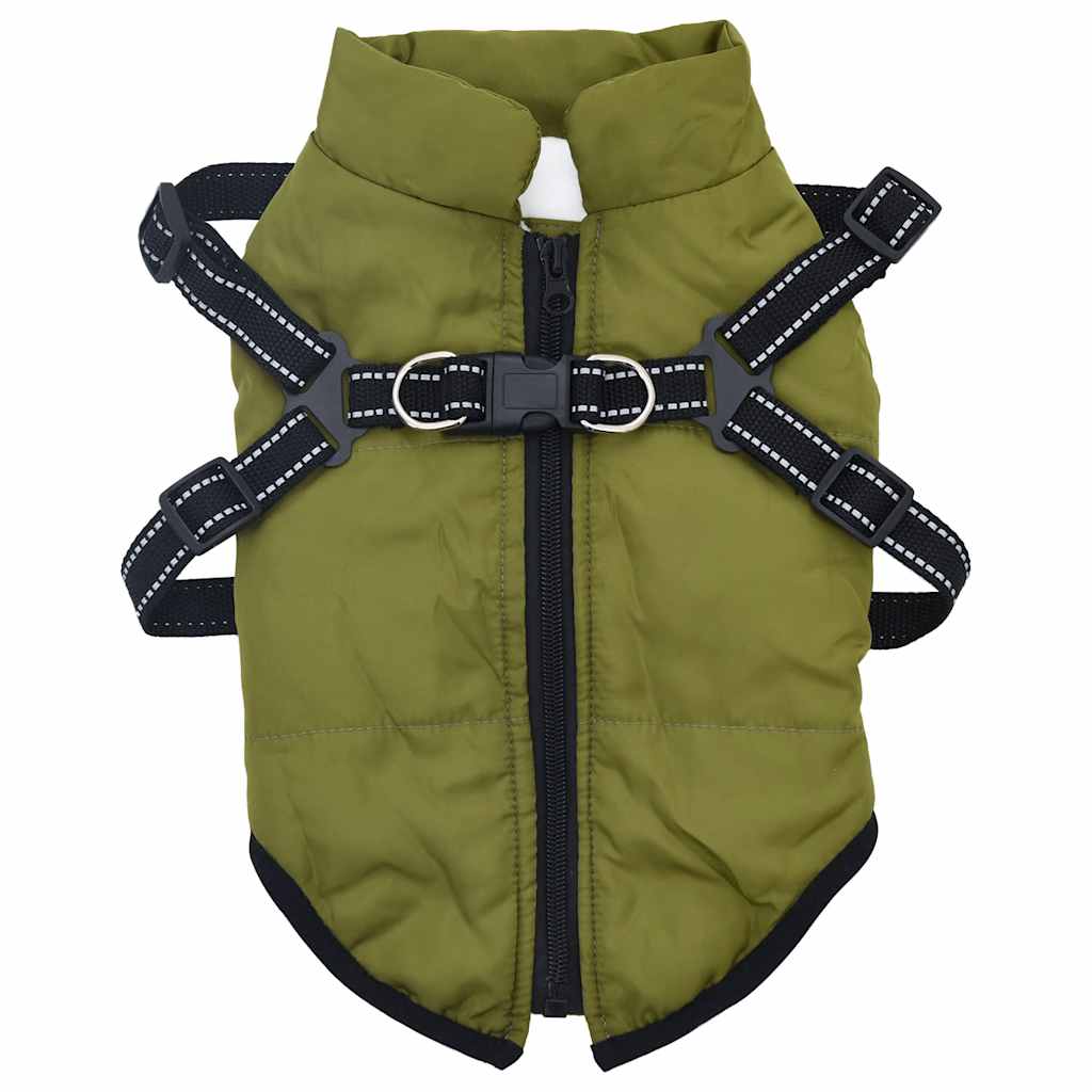 Abrigo perro con arnés impermeable reflectante L verde militar | Leroy ...