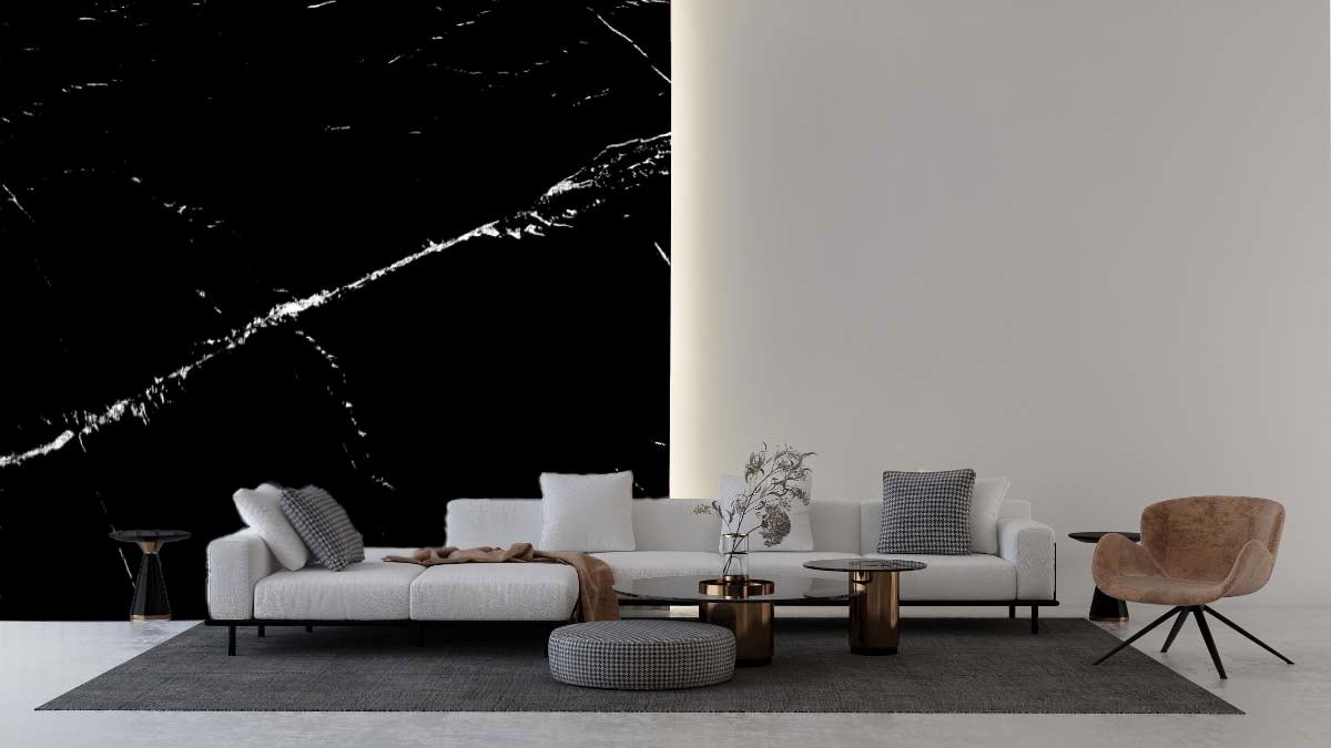 Panneau 2500x1200x25mm en véritable marbre de Marquina sur composite à ...