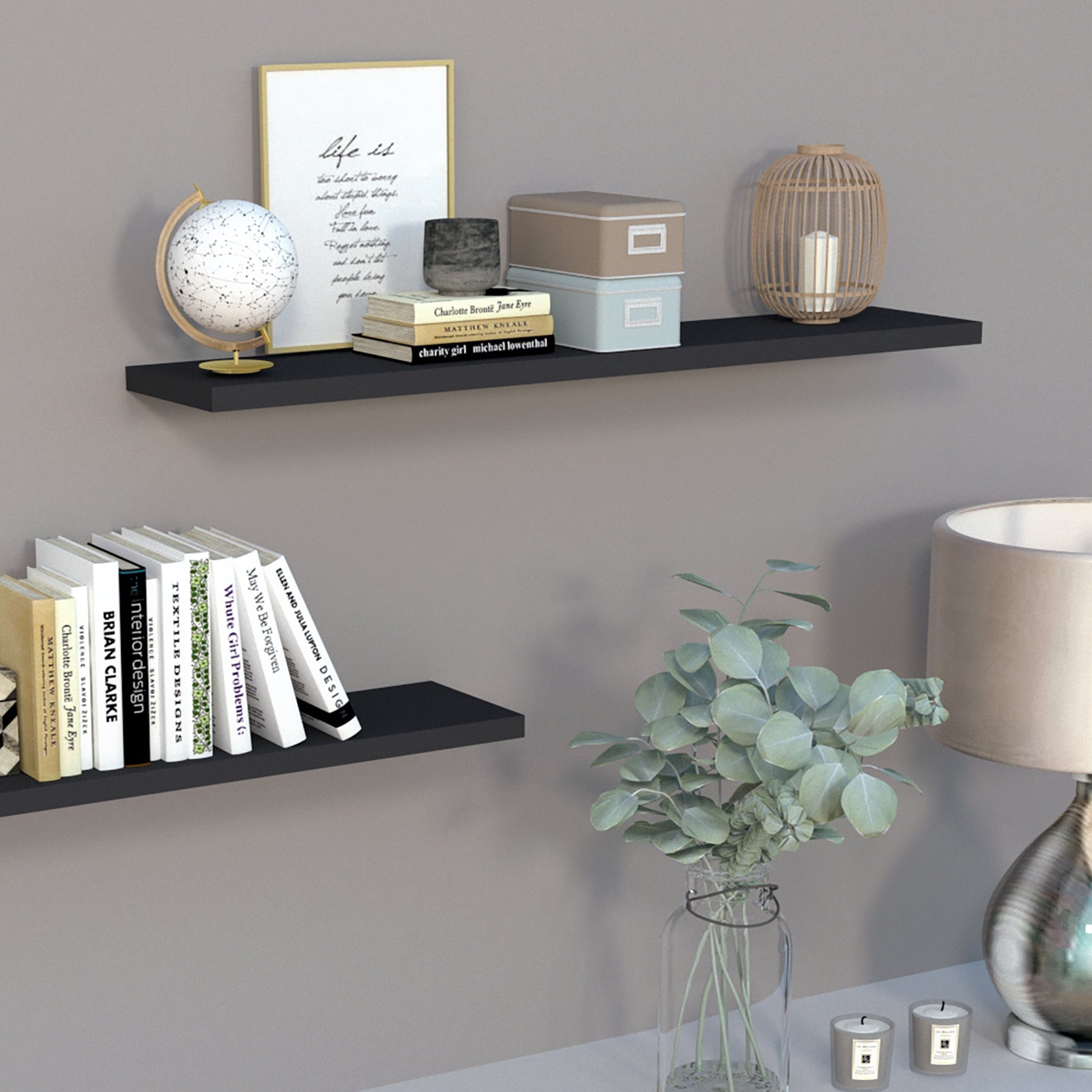 Balda Pared Madera FSC® Henor 100x20x3 herraje Oculto Ajustable en ...