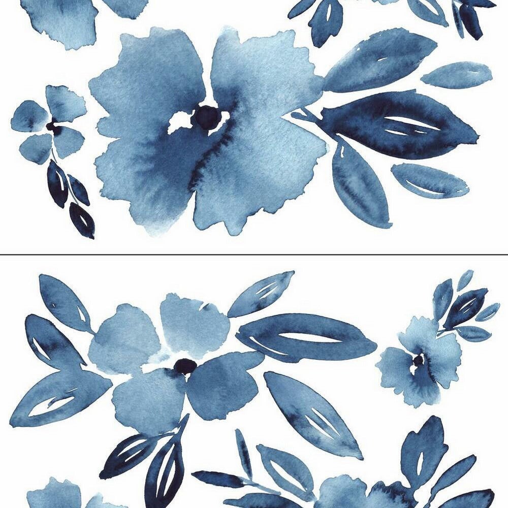 Stickers muraux géant fleurs bleues | Leroy Merlin