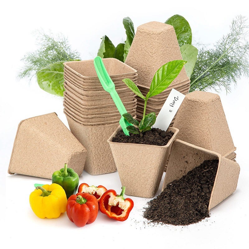 Paquete de 50 macetas cuadradas de para vivero, macetas biodegradables ...