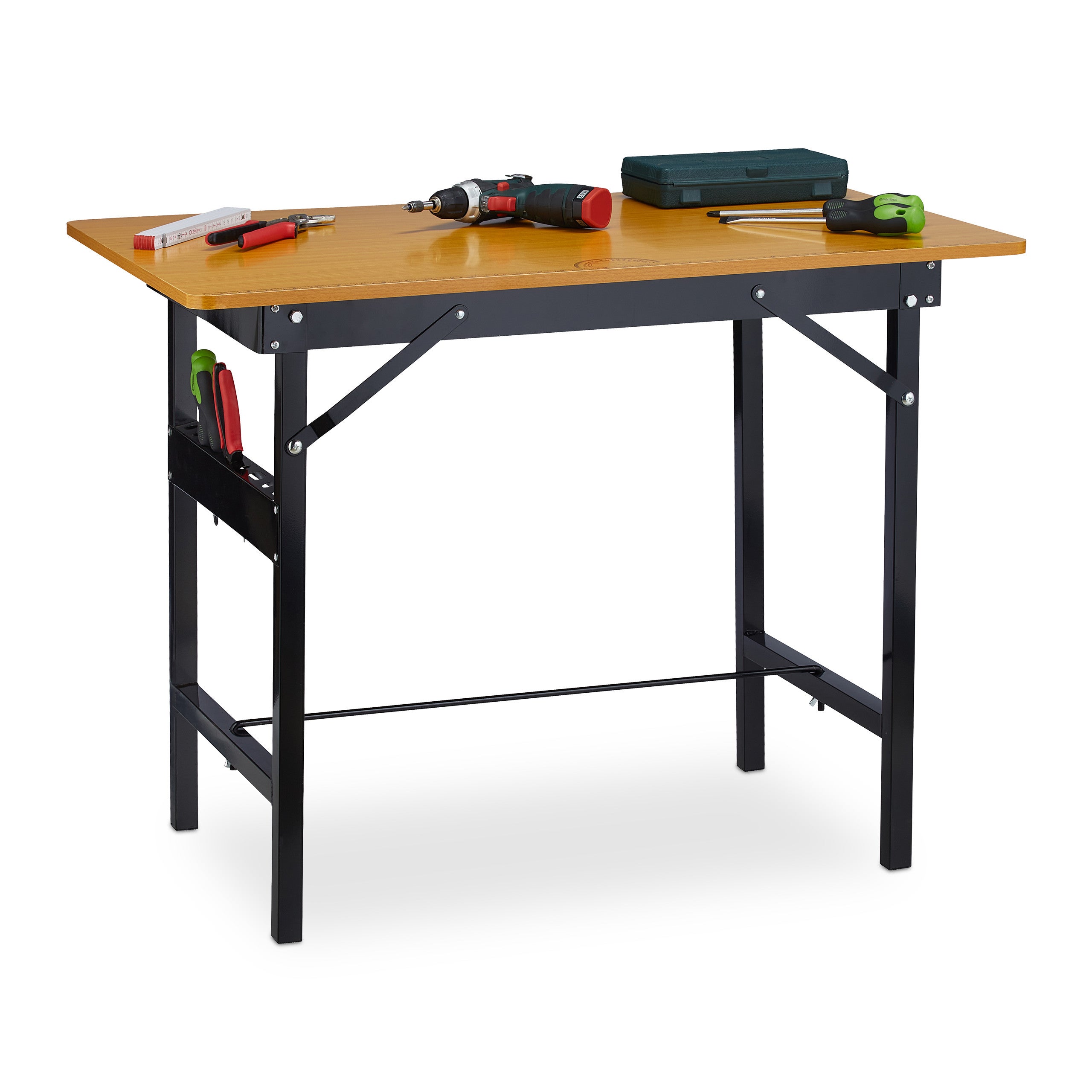 Relaxdays Mesa Plegable Taller, hasta 100 kg, Regla, Transportador ...