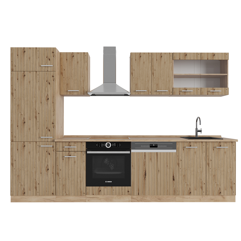 Vicco Cuisine R-Line, Chêne Artisan/Chêne doré, 300cm sans PT | Leroy ...