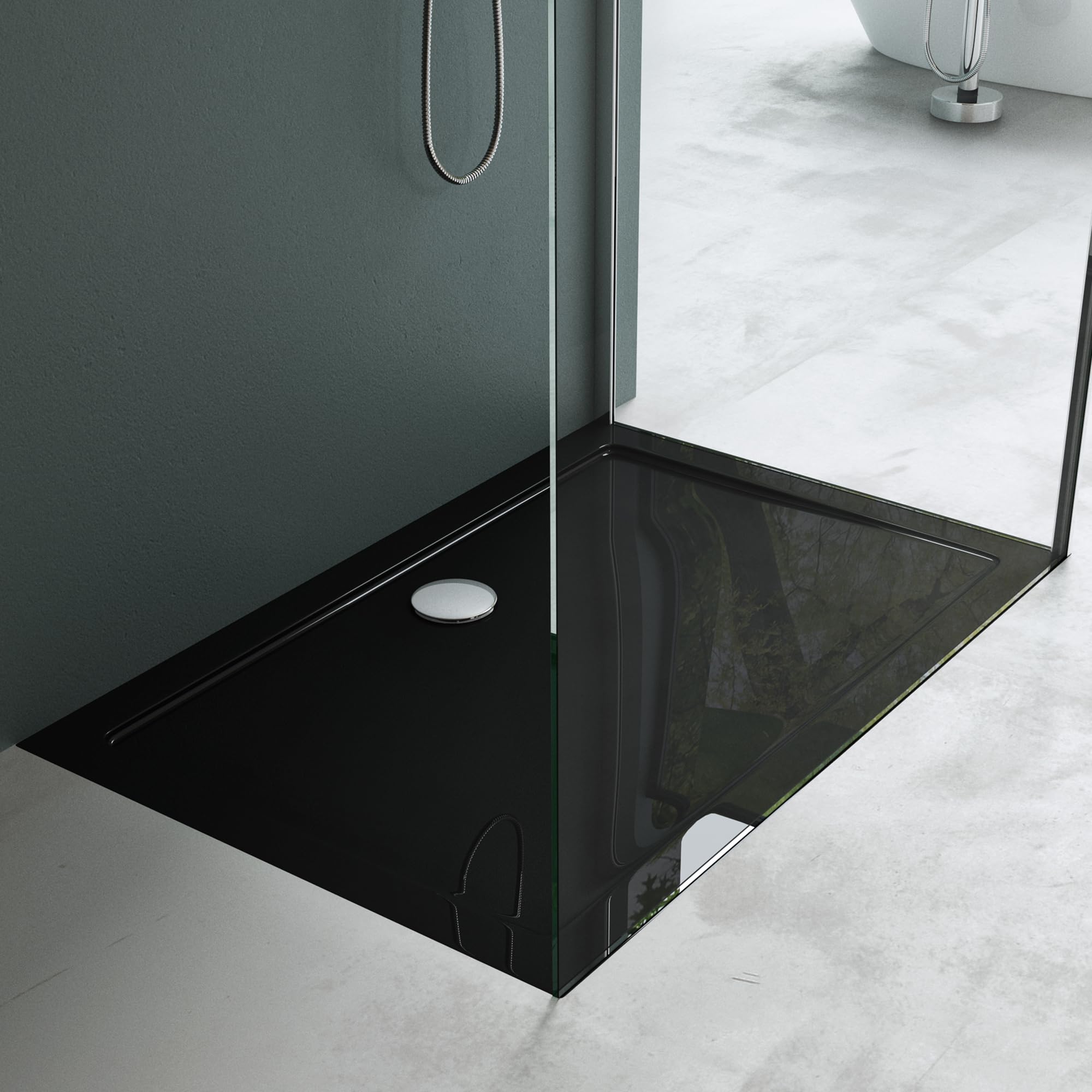 Mai & Mai Receveur de douche bac à douche 80x120x4cm en acrylique noir ...