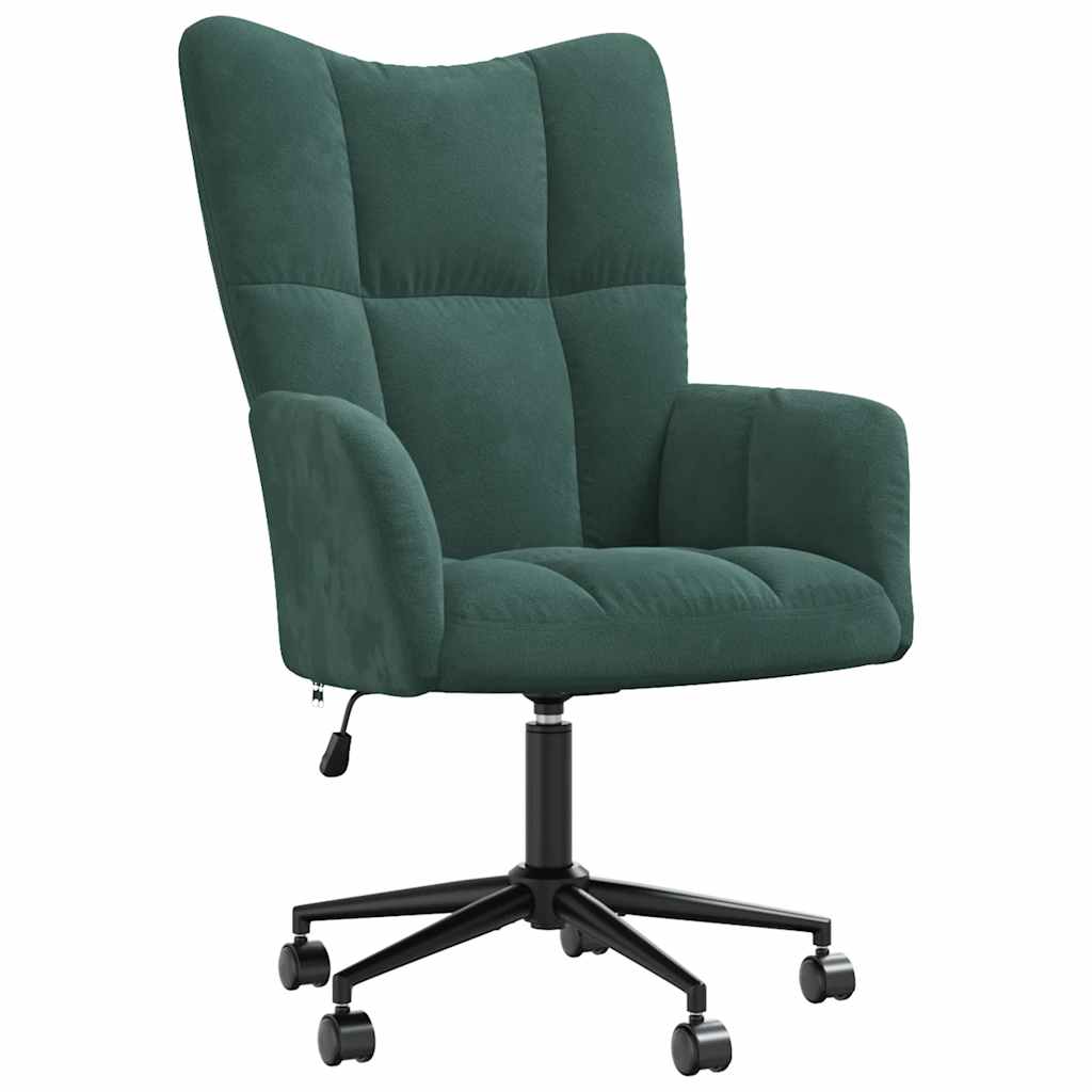 Fauteuil relax en velours vert foncé | Leroy Merlin