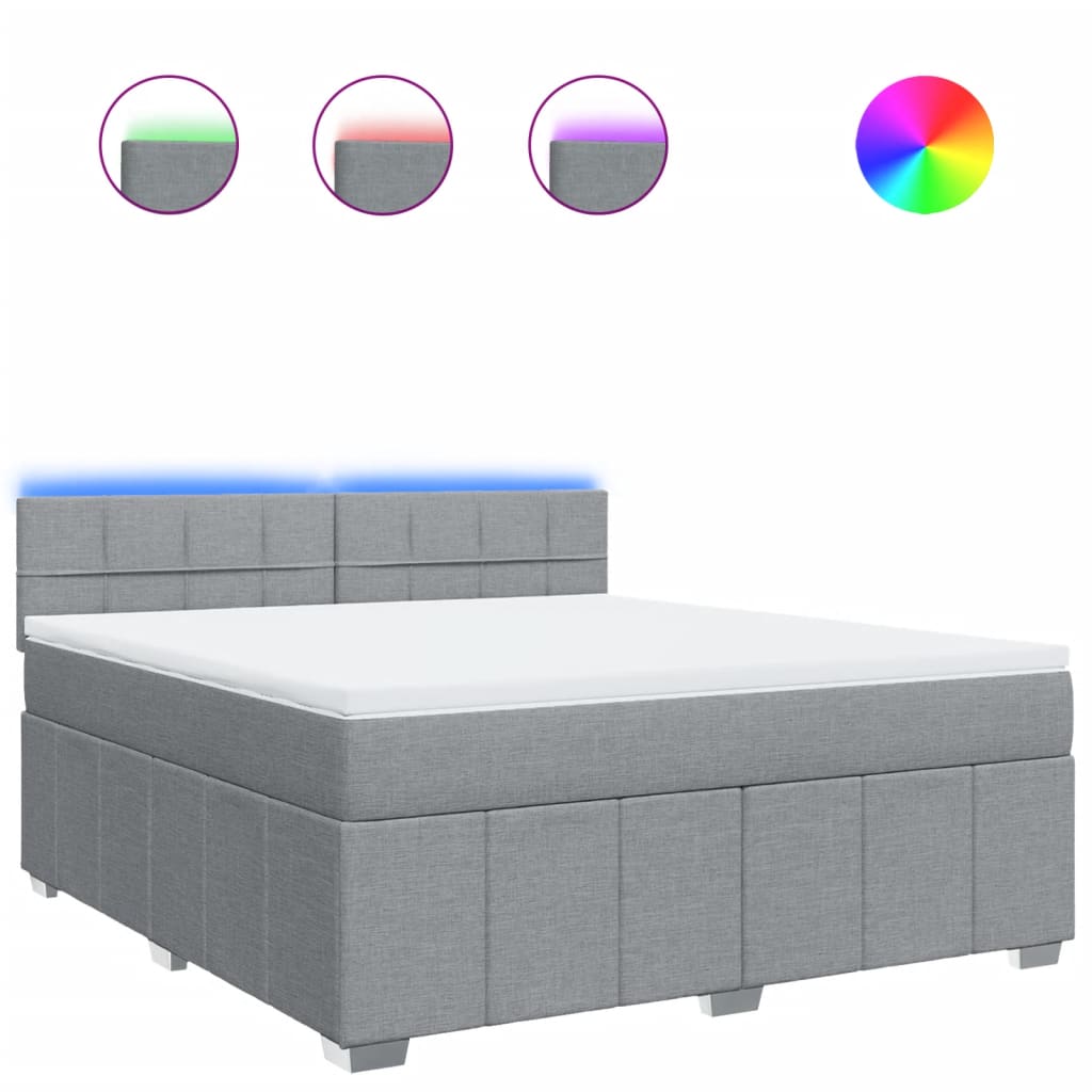 Lit à sommier tapissier avec matelas en tissu gris clair 180x200 cm ...