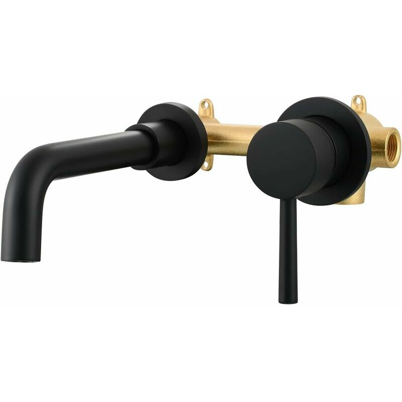 Mitigeur Lavabo Noir 2 Trous Robinet Mural Encastré En Laiton Eau ...